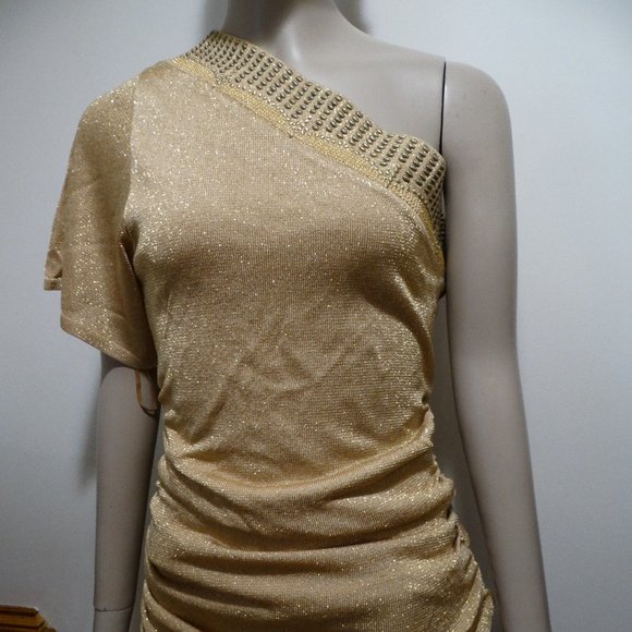 Cache | Tops | Cache One Shoulder Gold Metallic Top Small New With Tag ...